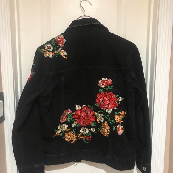 Zara | Jackets & Coats | Zara Embroidered Denim Jacket | Poshmark